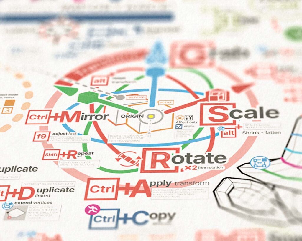 Learn Blender with a poster infographic, tips and shortcuts